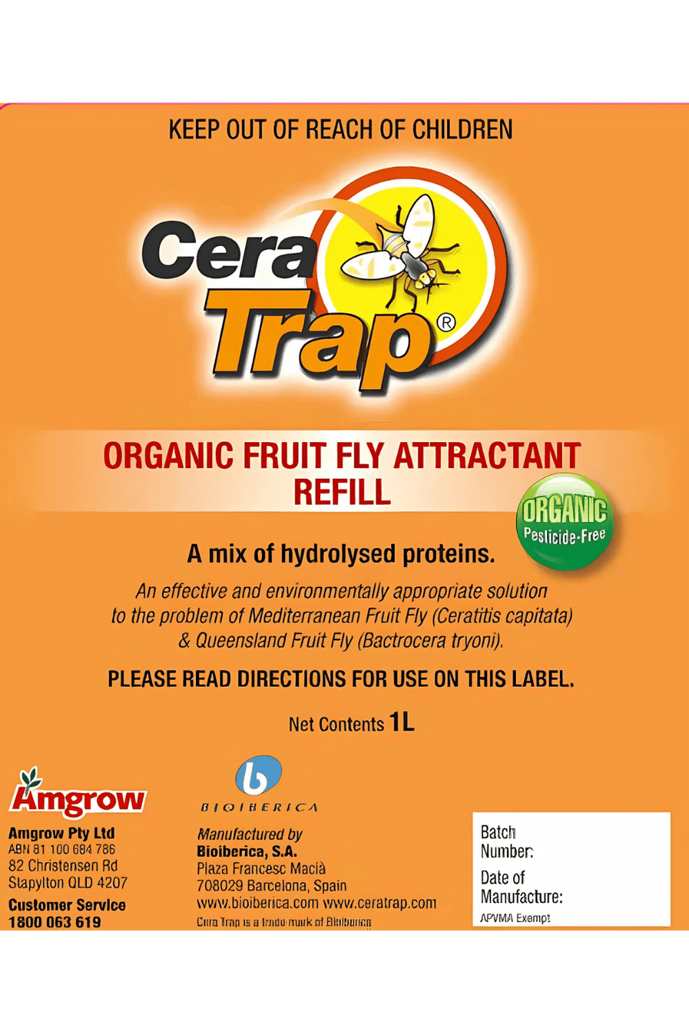 Organic Fruit Fly Trap Refill Amgrow Cera Trap 1L — Aussie Gardener
