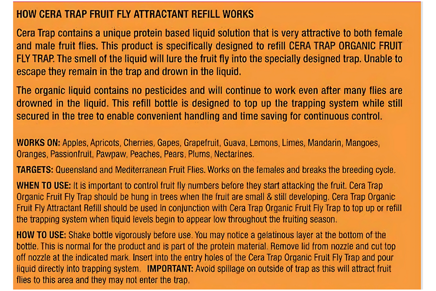 Organic Fruit Fly Trap Refill Amgrow Cera Trap 1L — Aussie Gardener