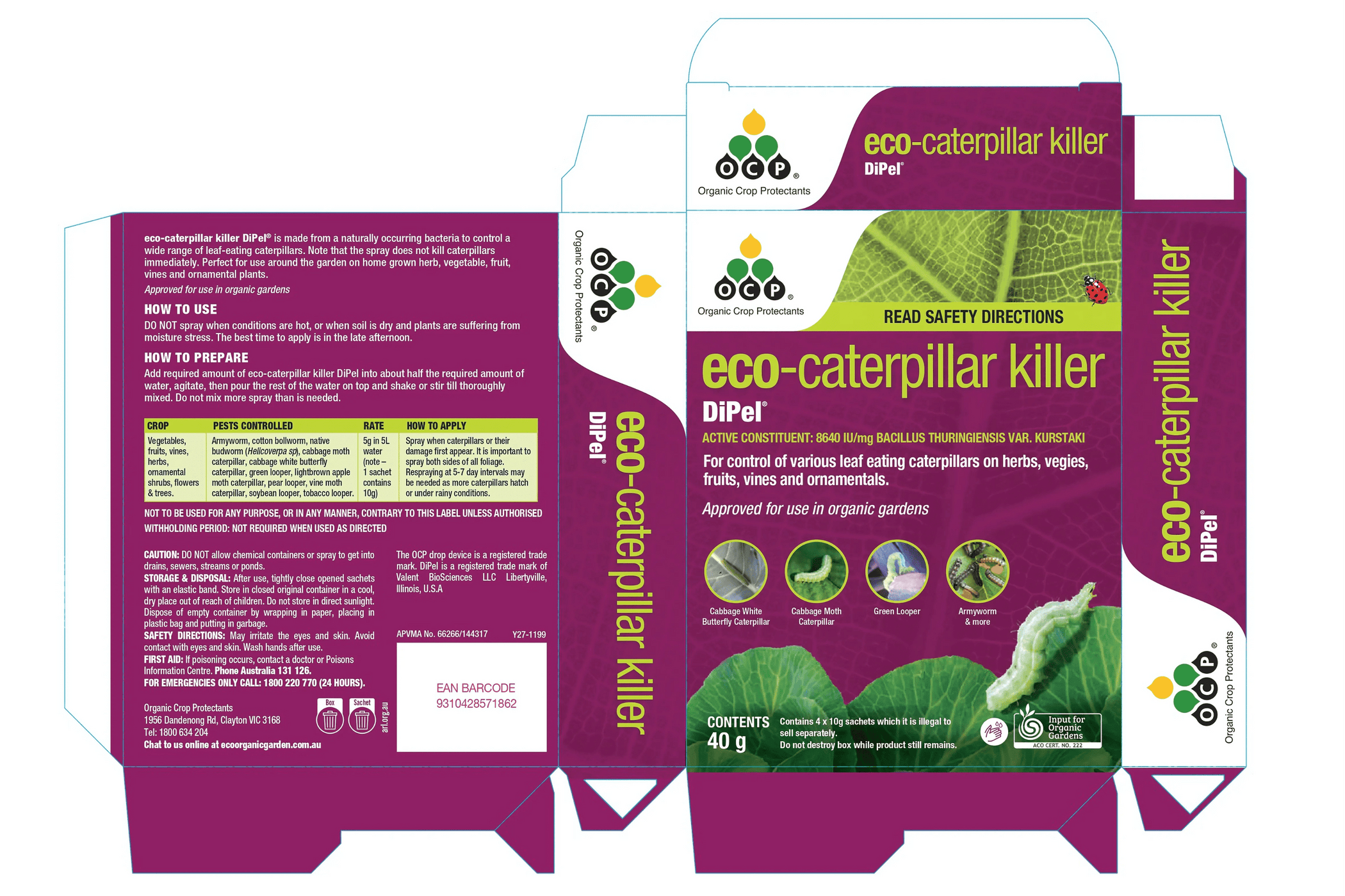 OCP DiPel Eco-Caterpillar Killer 40g Organic | Aussie Gardener