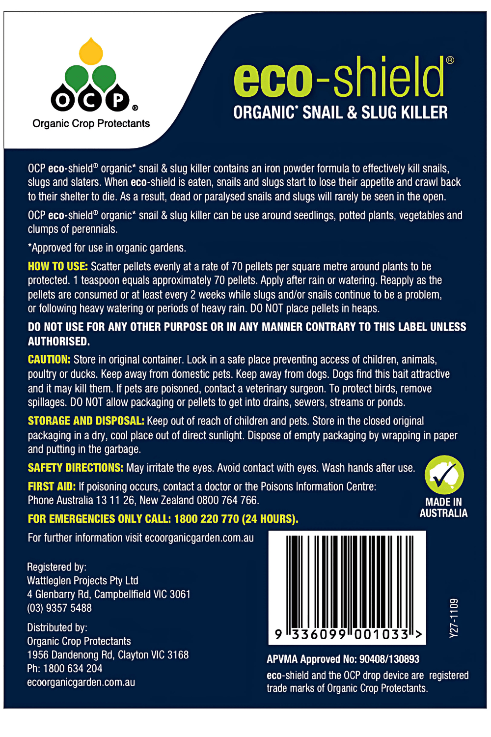 Organic Slug and Snail Killer OCP Eco-Shield 500g — Aussie Gardener