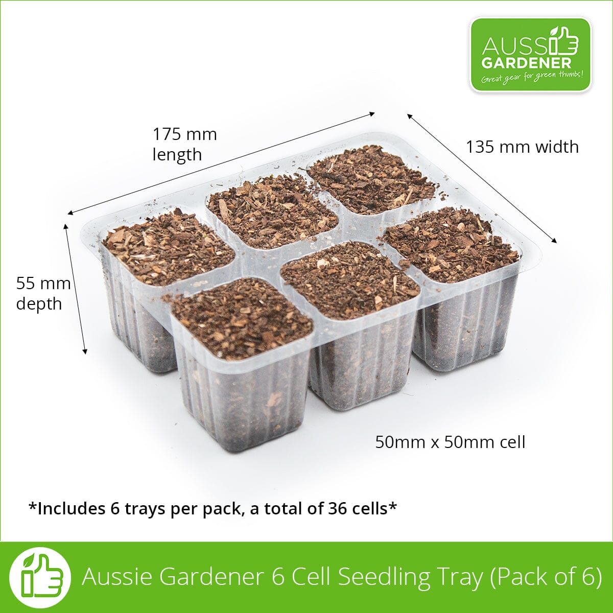 Seedling Trays 6 Cell Pack of 6 | Aussie Gardener