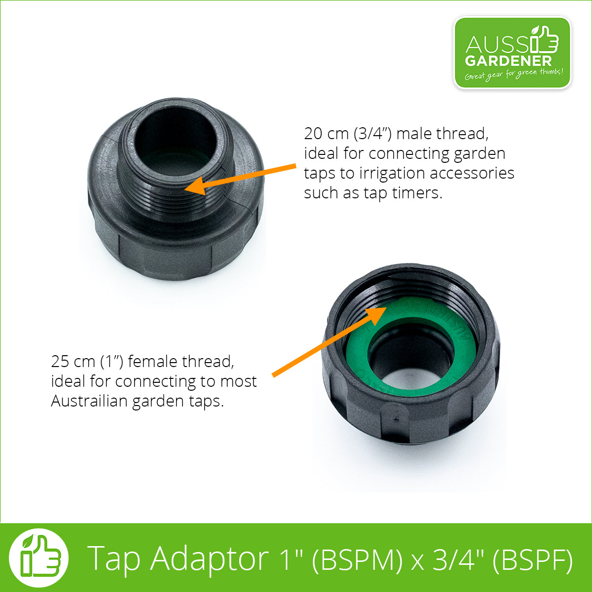 Tap Adaptor (1" 25mm BSPF x 3/4" 19mm BSPM) — Aussie Gardener